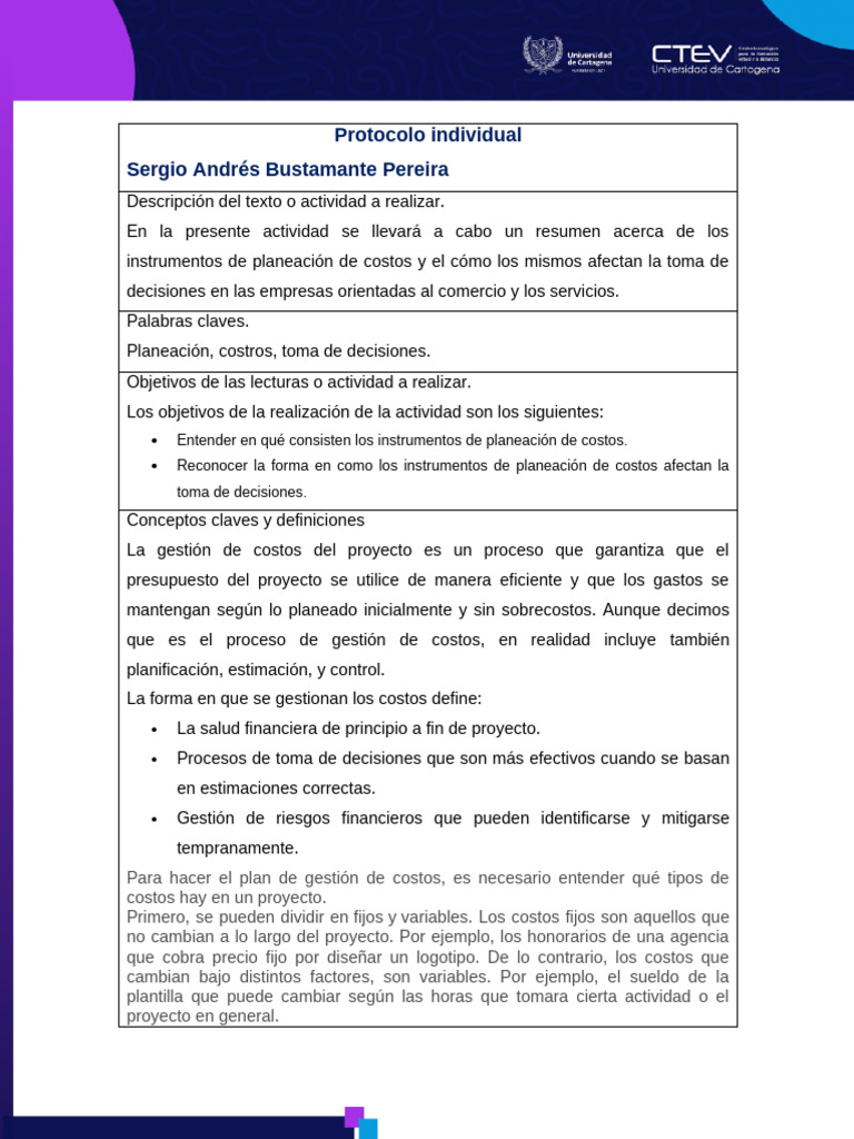 Protocolo Individual Unidad 4 | PDF