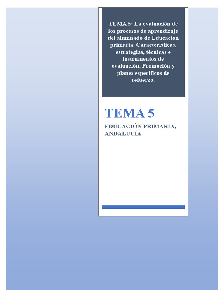 Tema 5 | PDF | Evaluación | Enseñando