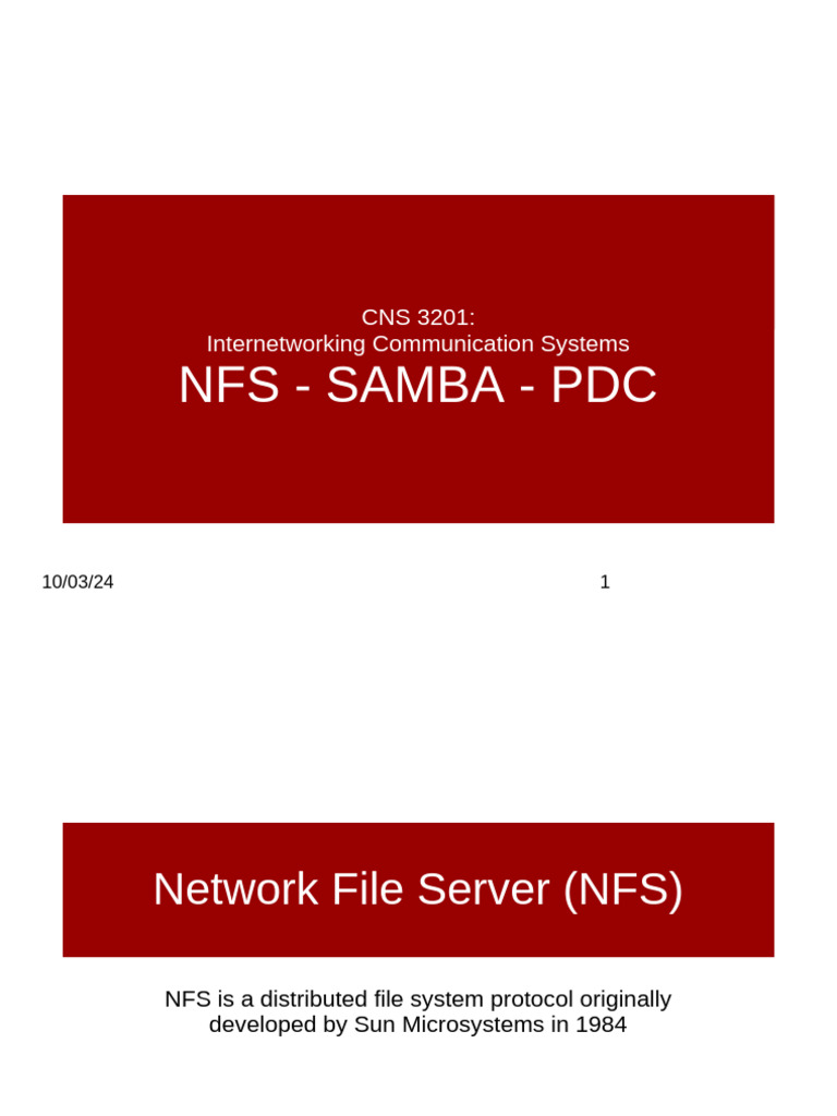 Lecture 5a - NFS - Samba and PDC | PDF