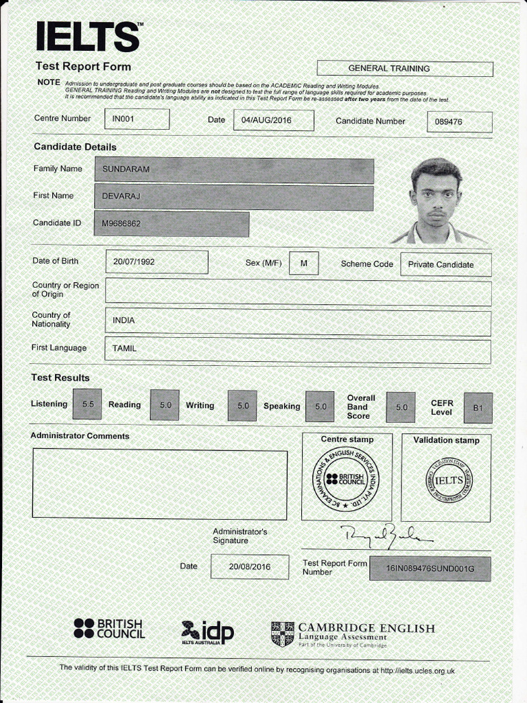 IELTS Mark Sheet | PDF