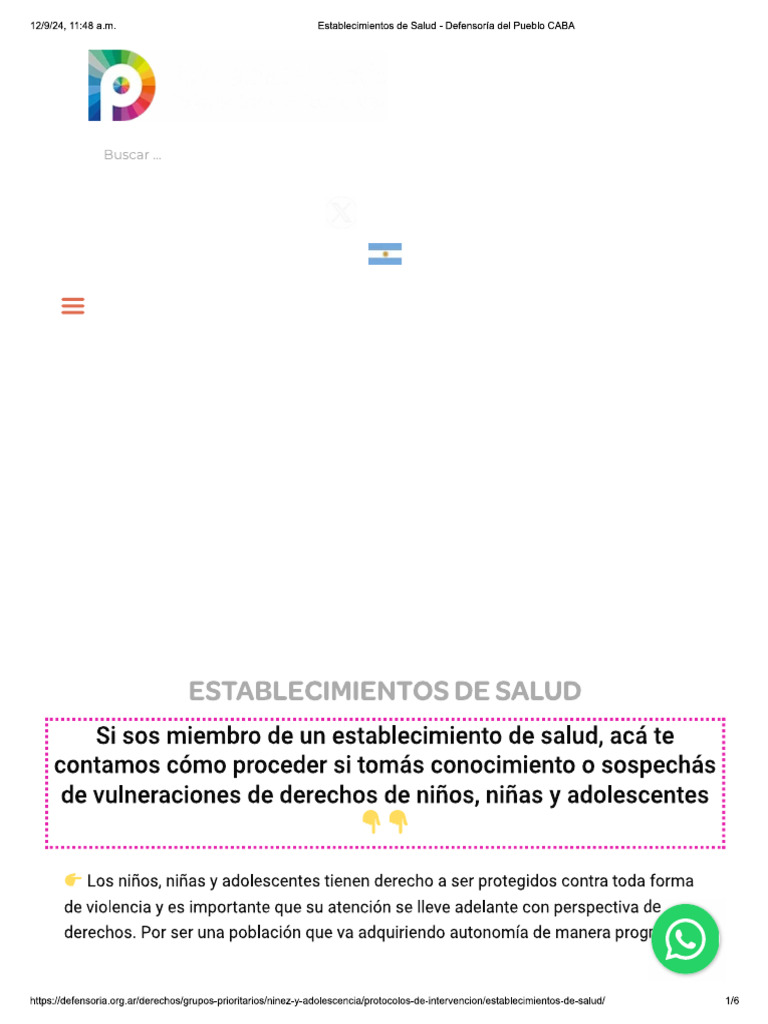 Protocolo de Intervención de Establecimiento de Salud - Defensoria - CABA-1 | PDF