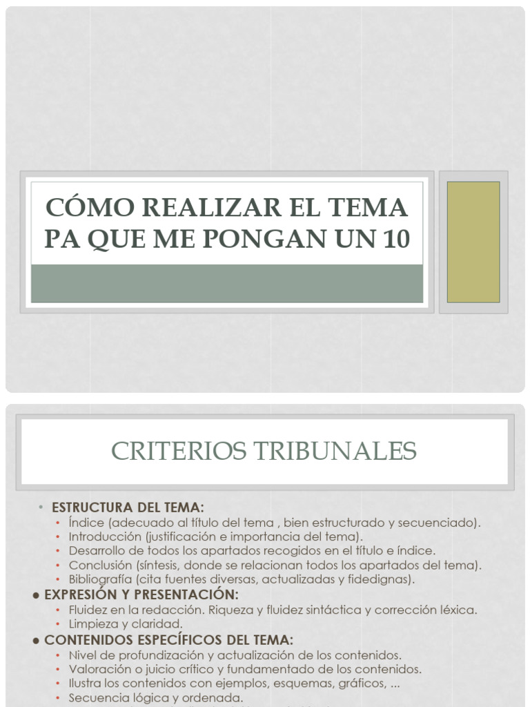 Cómo Realizar El Tema Pa Que Me Pongan Un 10 | PDF