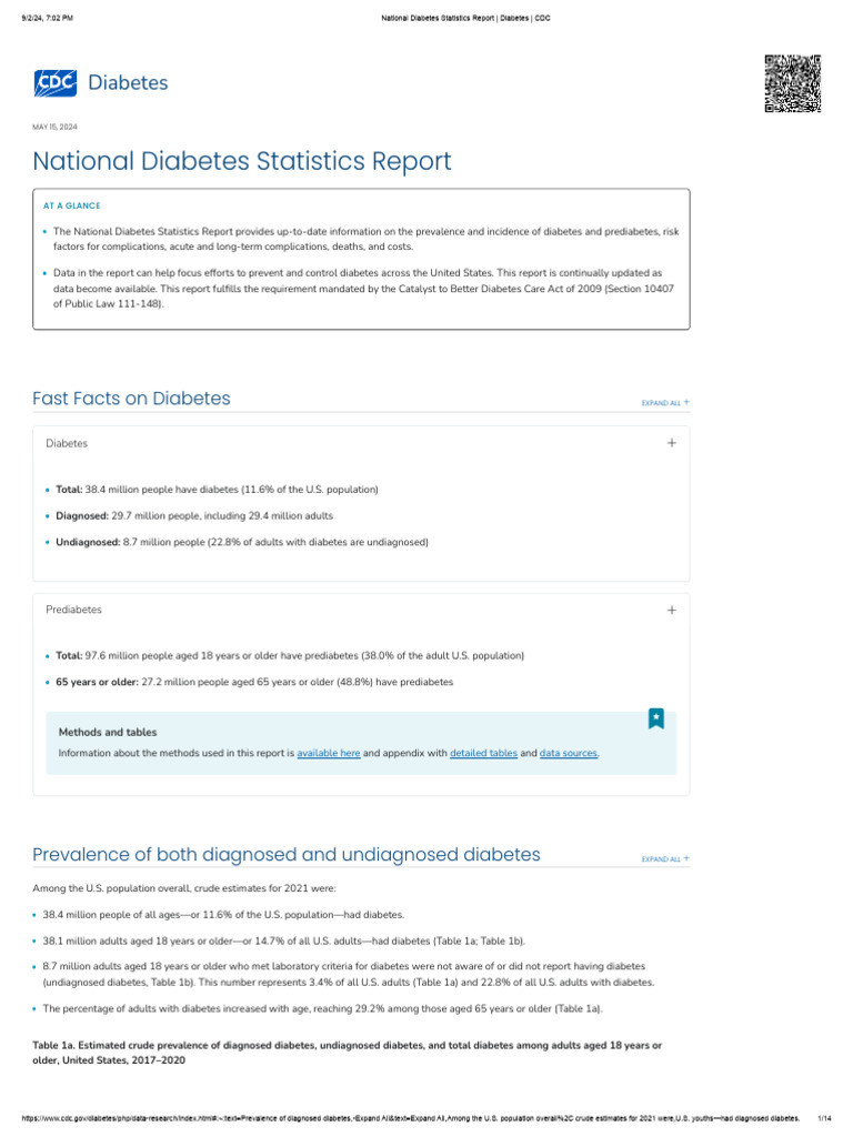 National Diabetes Statistics Report - Diabetes - CDC | PDF