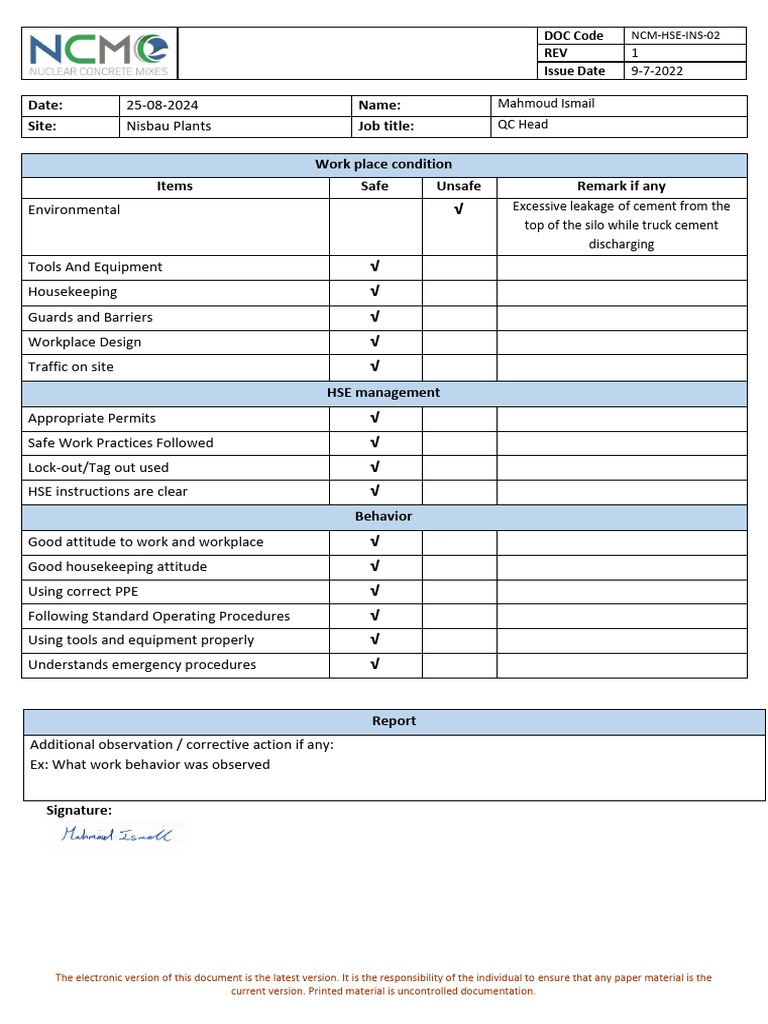02-VFL Checklist (MI9-24) | PDF