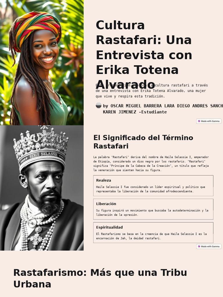 Cultura Rastafari Una Entrevista Con Erika Totena Alvarado | PDF