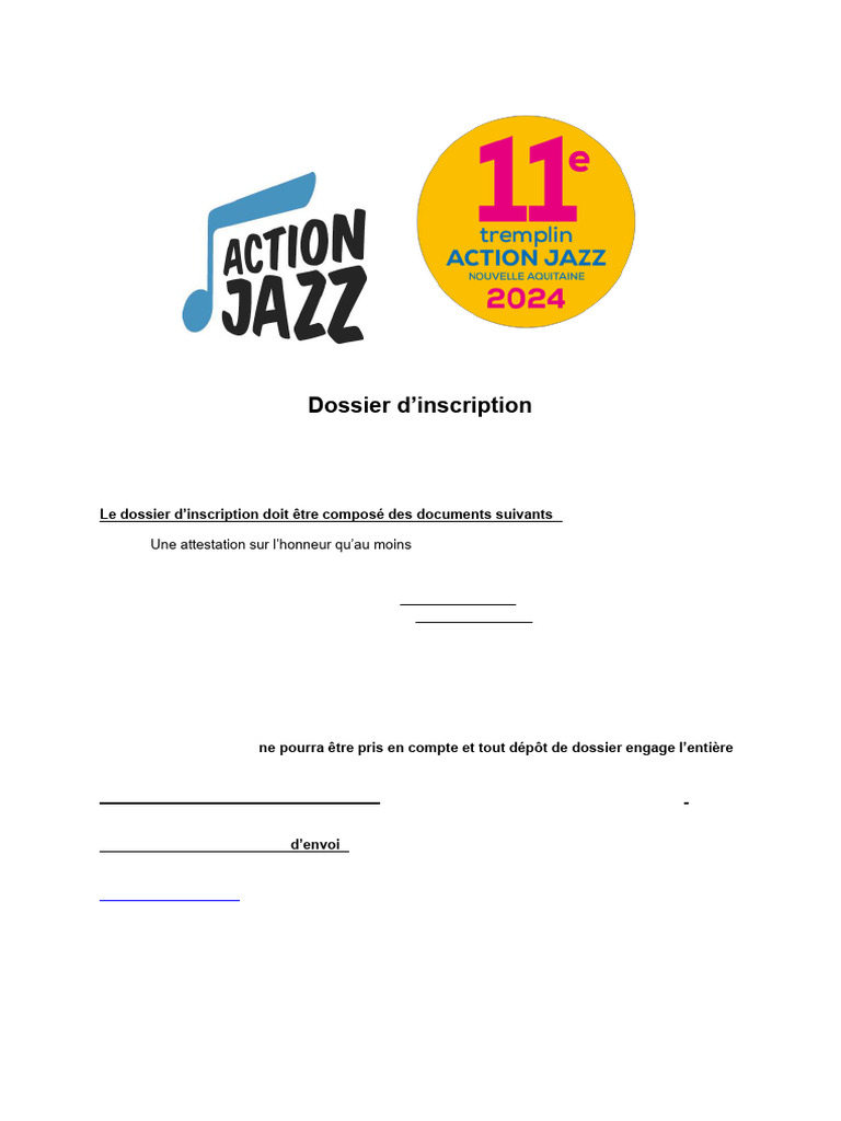 Tremplin Action Jazzz Dossier - Dinscription - 2024 | PDF