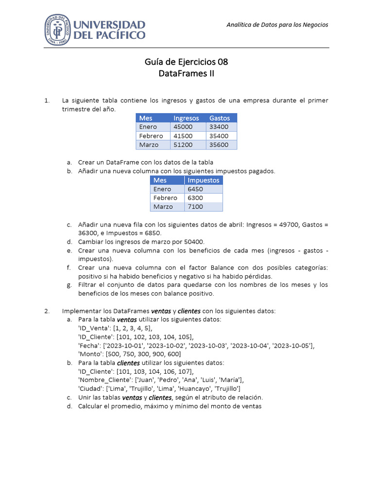 Guía de Ejercicios 08 - DataFrames II | PDF