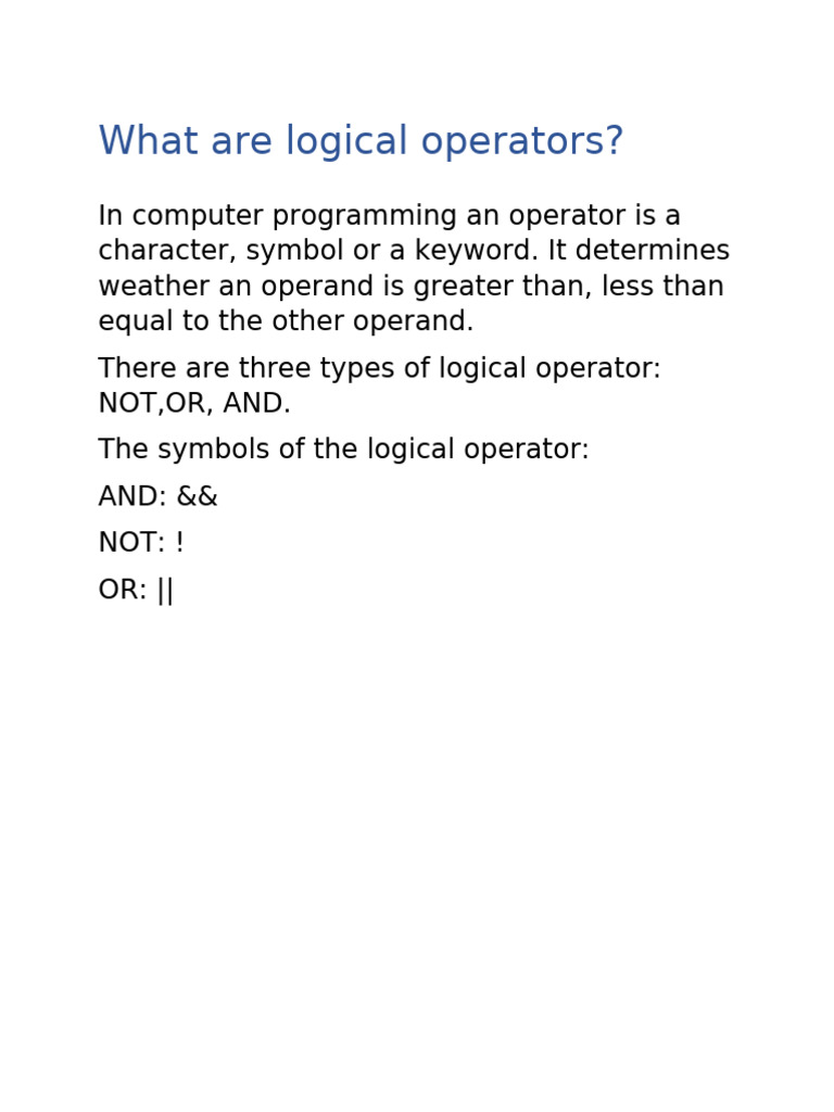 Logical Operators | PDF Logical Operators | PDF