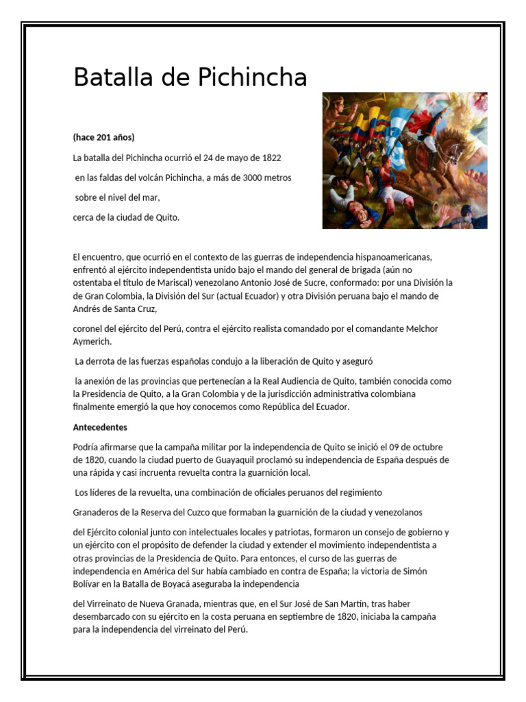 Batalla de Pichincha | PDF