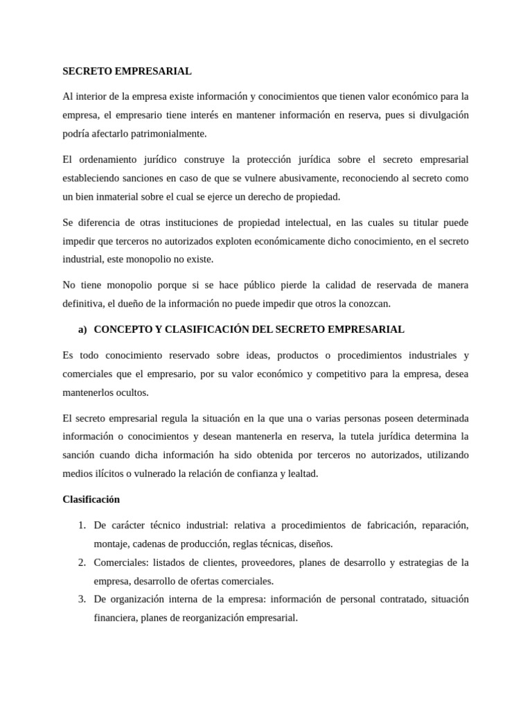 Secreto Empresarial | PDF