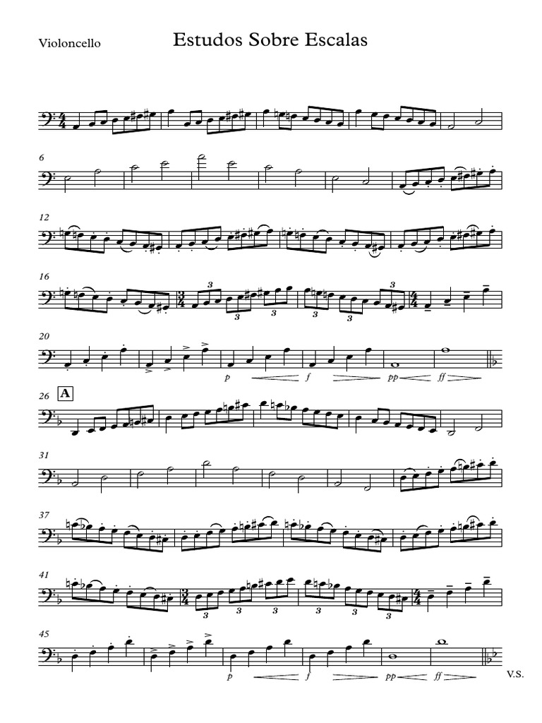 Estudos sobre escalas - Violoncello | PDF