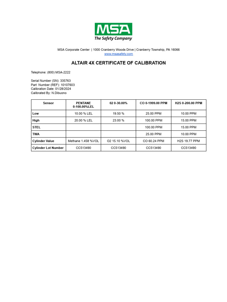 Certificate of Calibration-2 | PDF