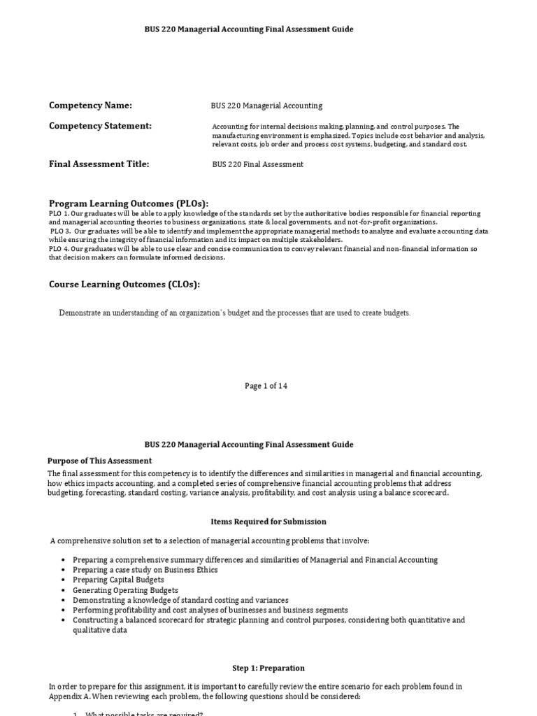 BUS 220 Final Assessement Guide | PDF