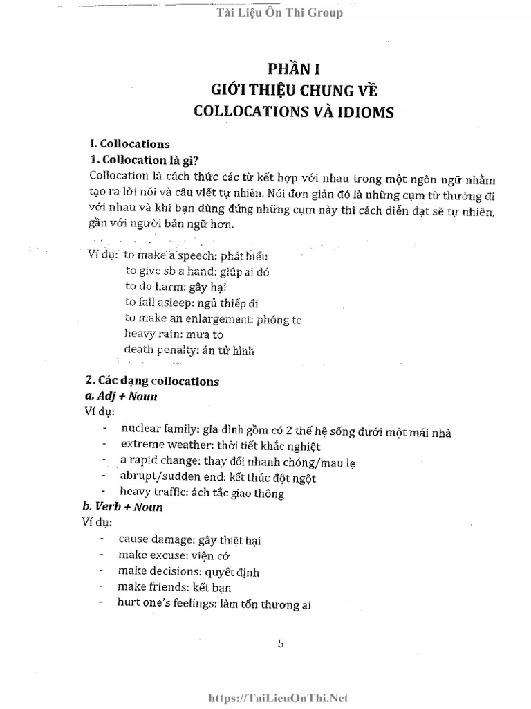 T NG H P Các IDIOM Và COLLOCATION | PDF