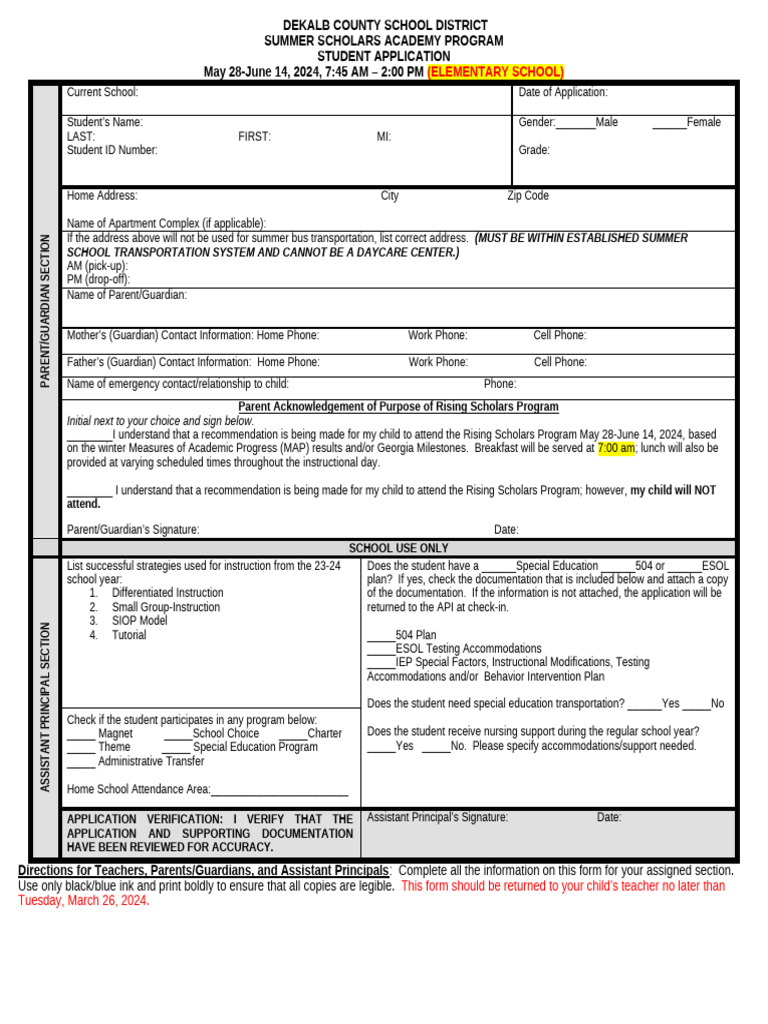 FMS Scholars Academy Registration Form 2-14-24 | PDF | Special ...
