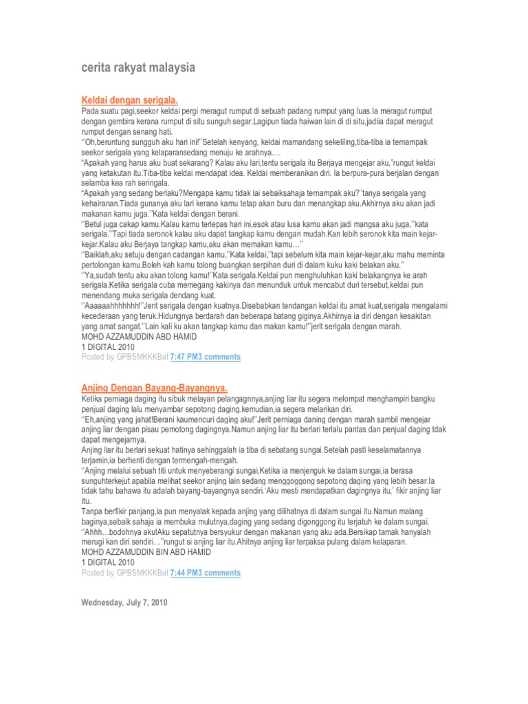 Cerita Rakyat Malaysia | PDF