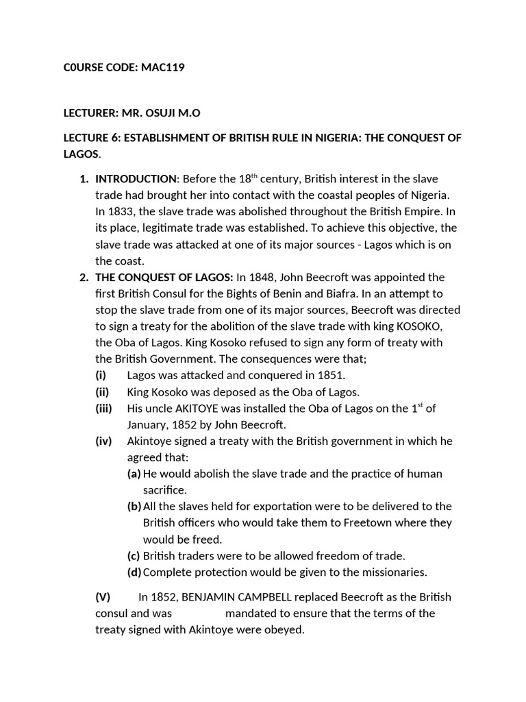 (ND1) Lecture 6 History and Politics of Nigeria 1 | PDF