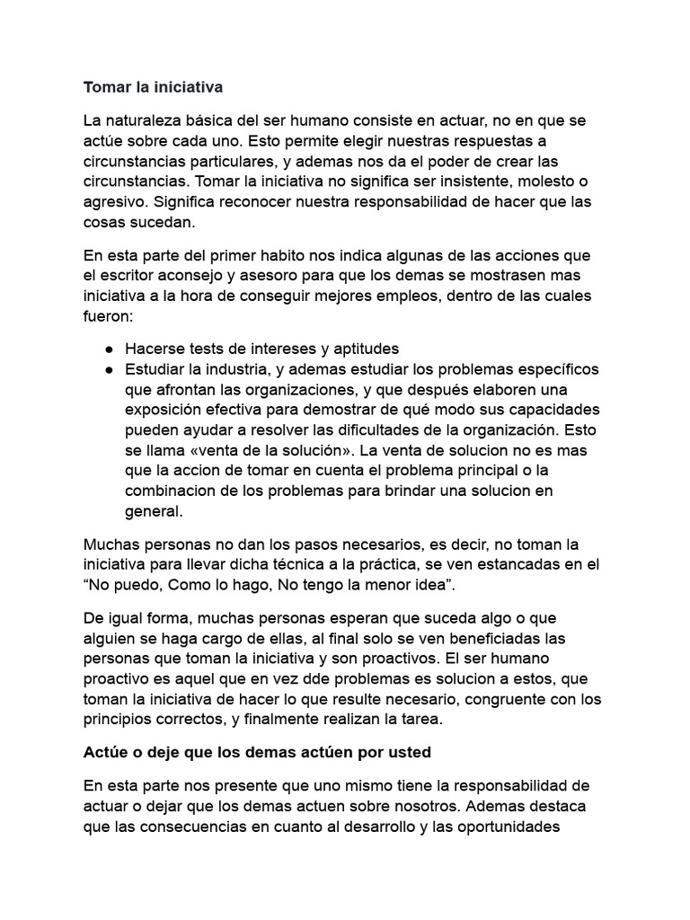 Tomar La Iniciativa | PDF
