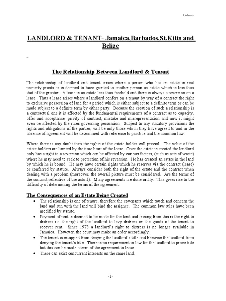 Landlord and Tenant To Be Printed. | PDF | Leasehold Estate | Lease