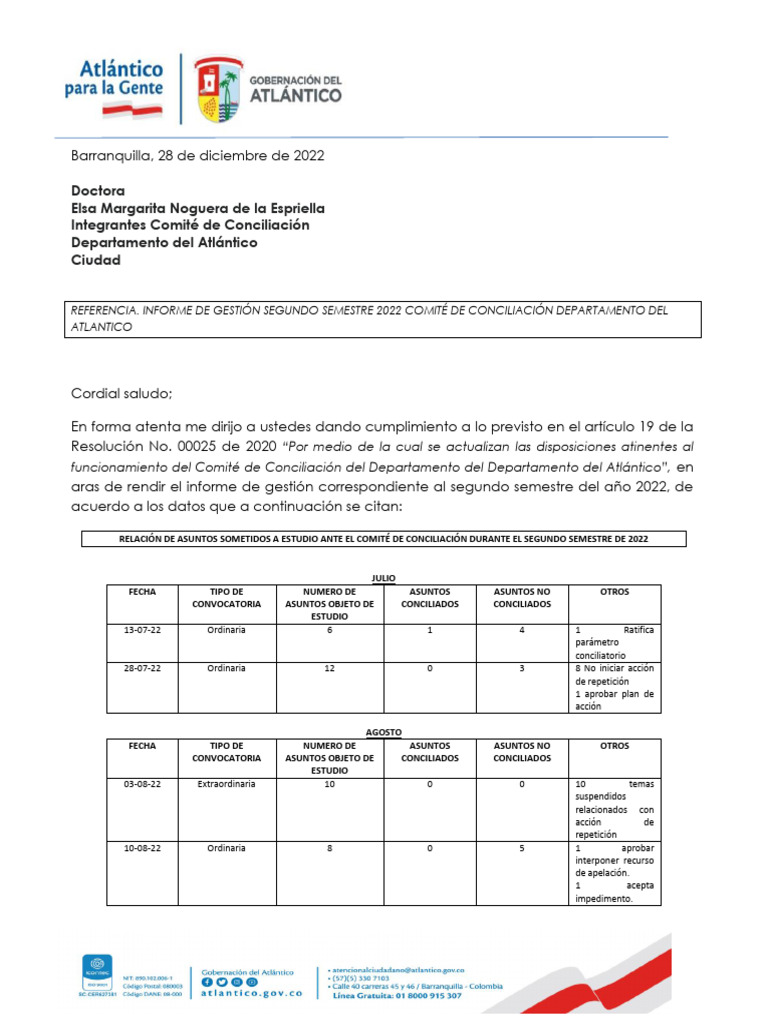 Informe Segundo Semestre 2023 | PDF