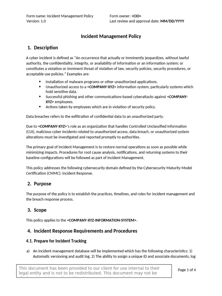 Incident Management Policy | PDF | Security | Computer Security