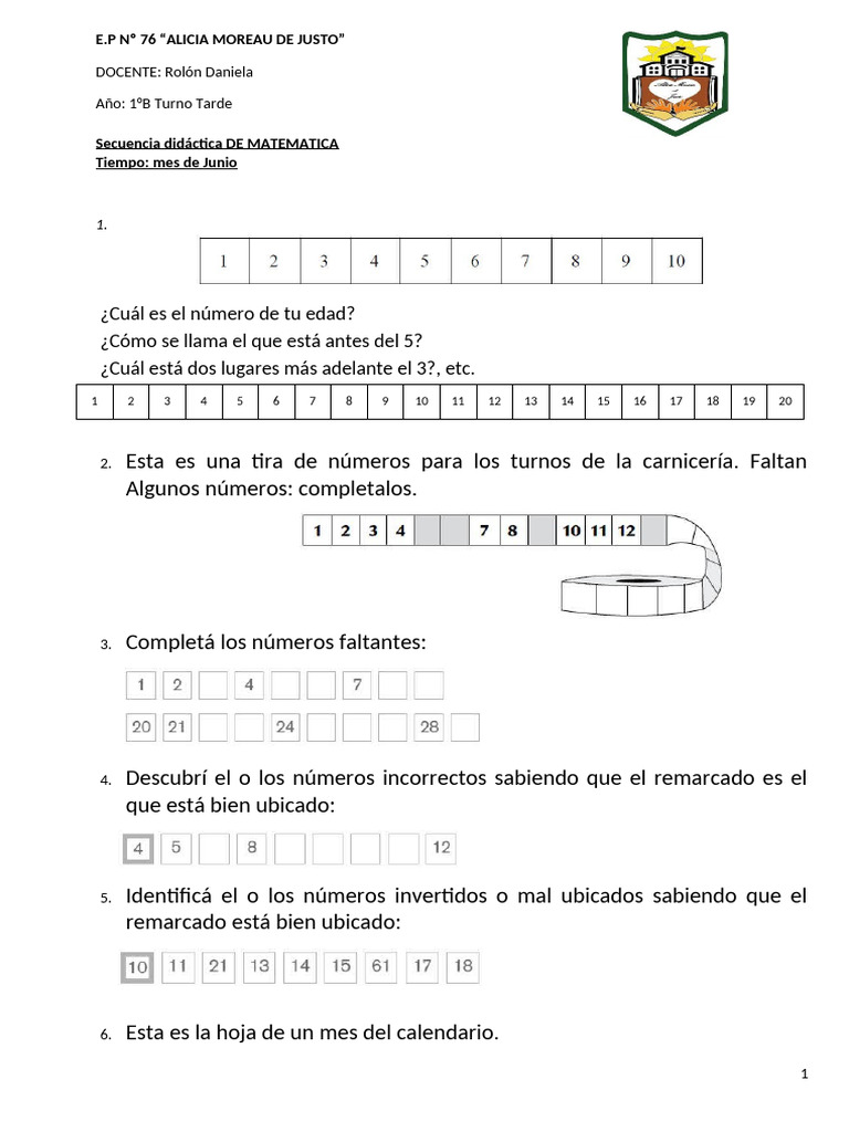 PDF-Matemática-Numeración-1º-grado | PDF