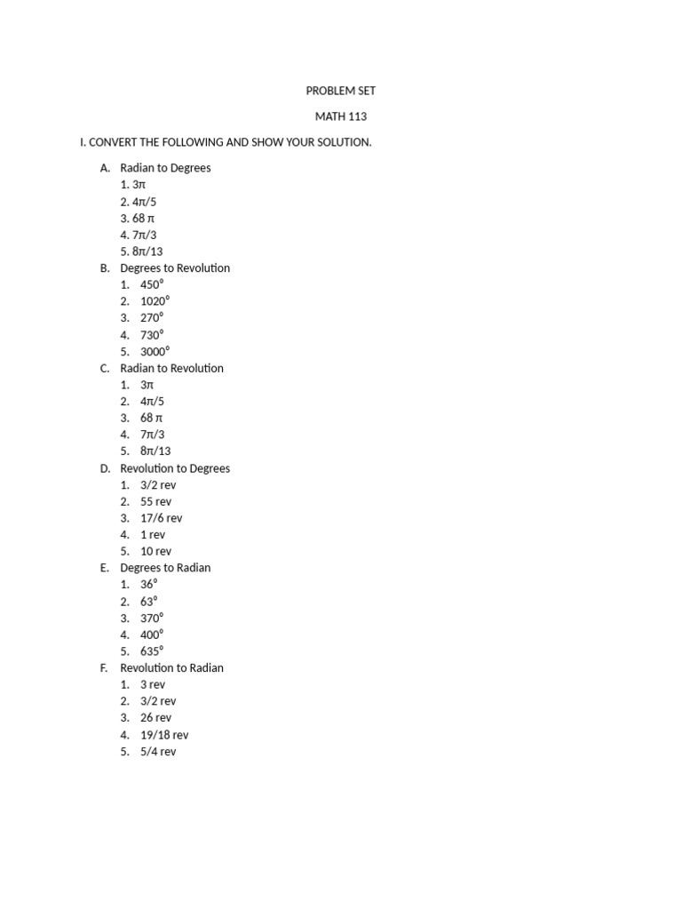 Problem Set Math 113 | PDF