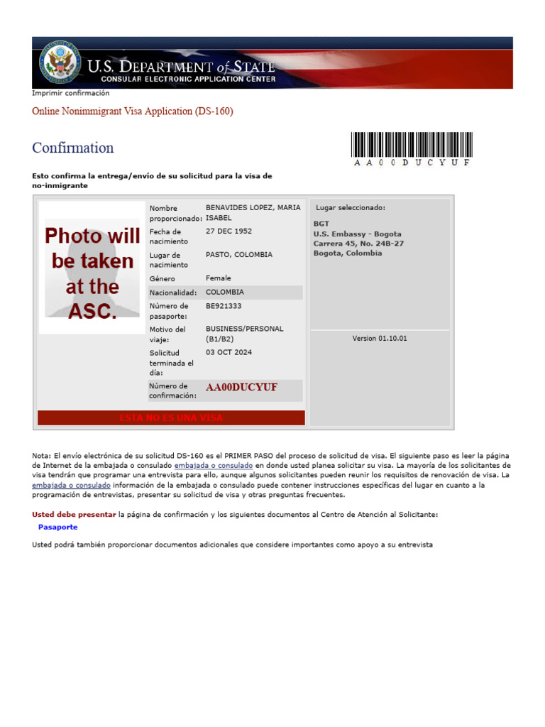 Nonimmigrant Visa - Confirmation Page 7 | PDF