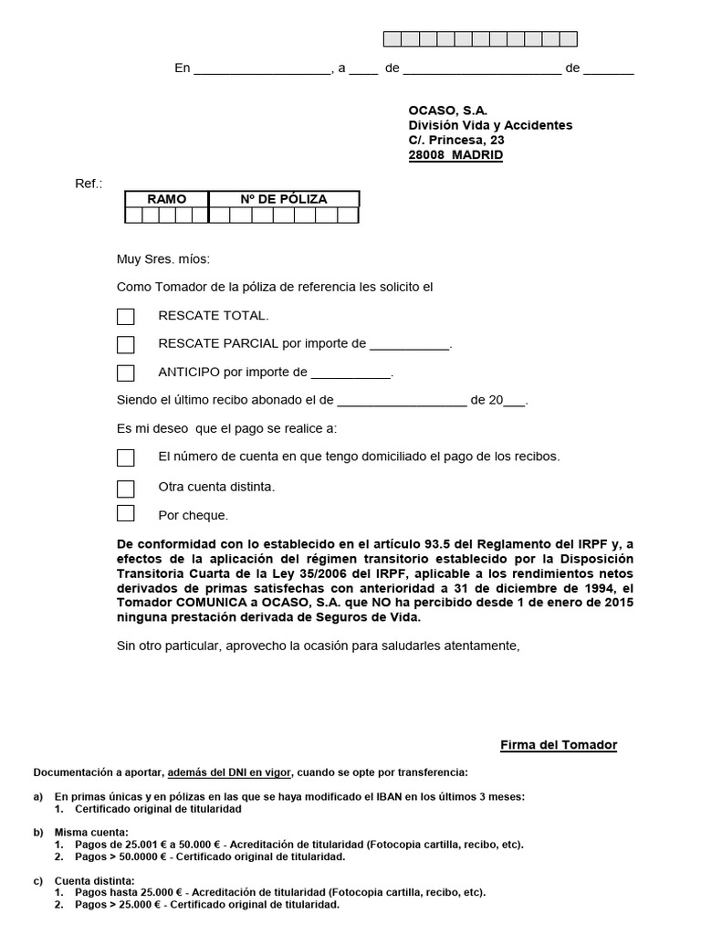 Solicitud Rescate Nuevo | PDF