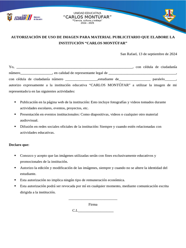 Autorizacion de Imagen | PDF