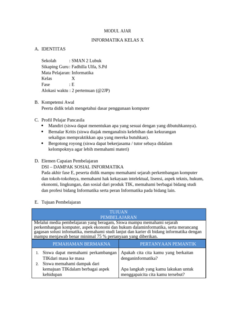 RPP Berdiferensiasi Fadhilla Ulfa | PDF