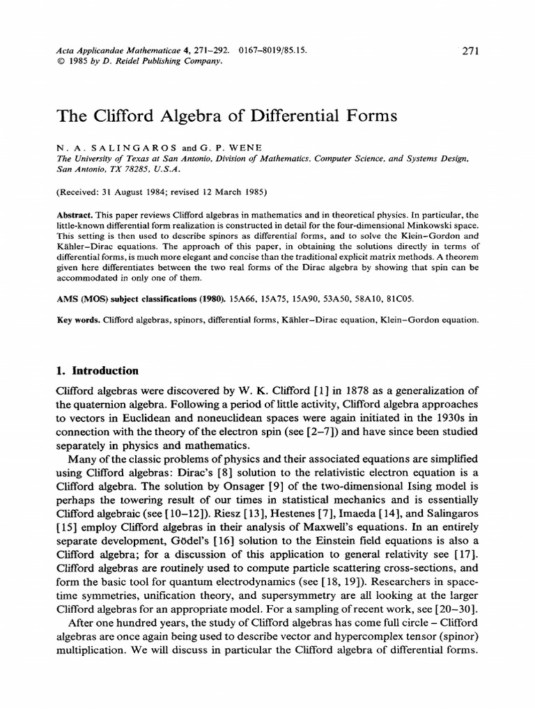The Clifford Algebra of Differential Form | PDF