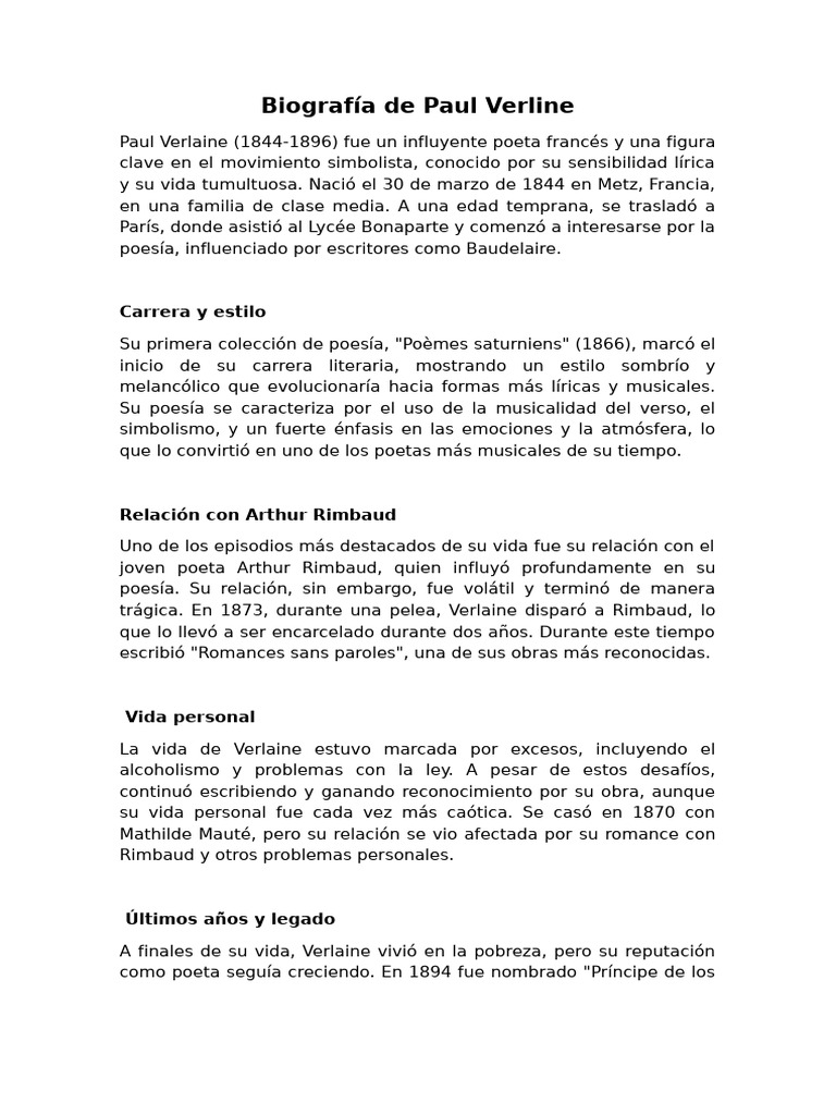 Biografía de Paul Verline | PDF
