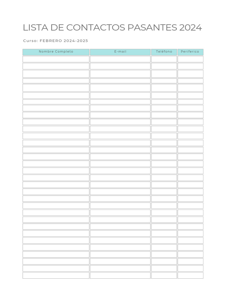 Lista de Contactos Escolar Flores Rosa y Celeste | PDF