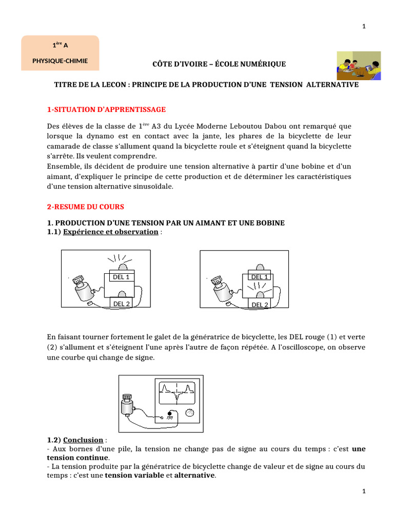 Leçon 4 Principe de La Production D'une Tension Alternative | PDF