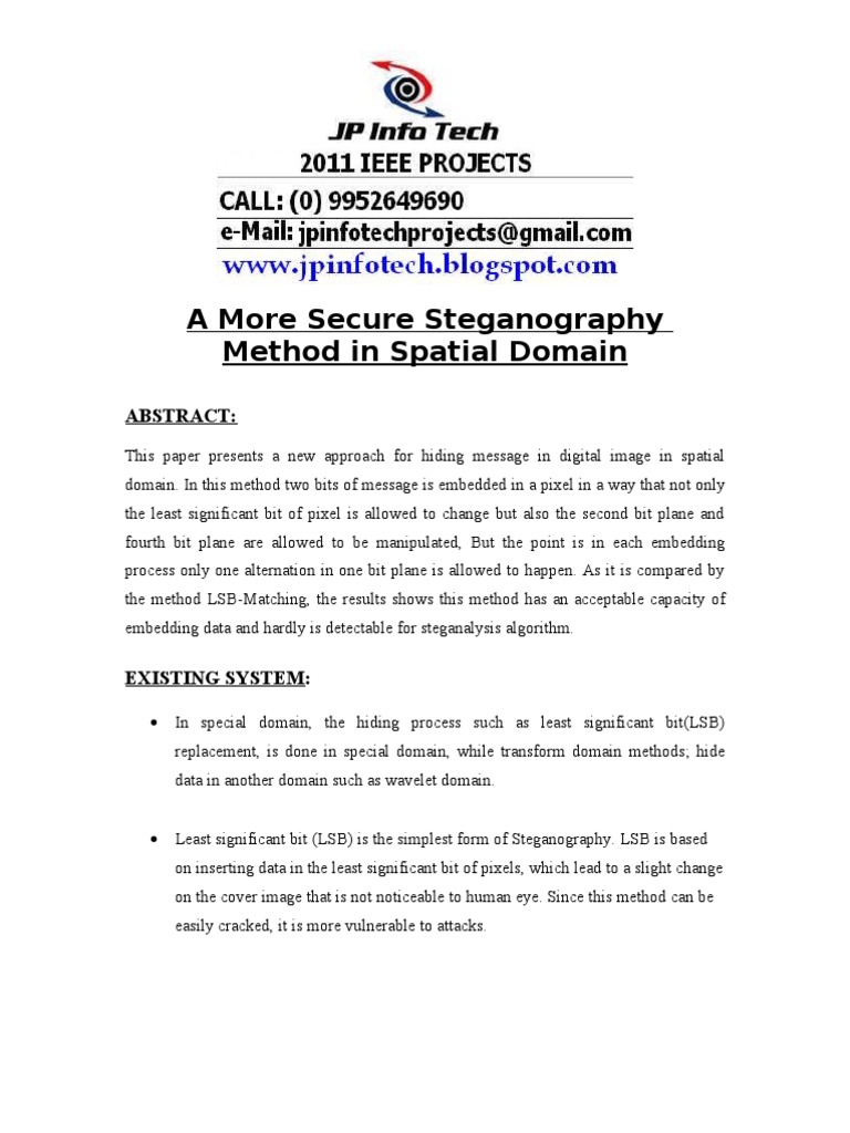 A More Secure Steganography Method In Spatial Domain Pdf Bit Encryption