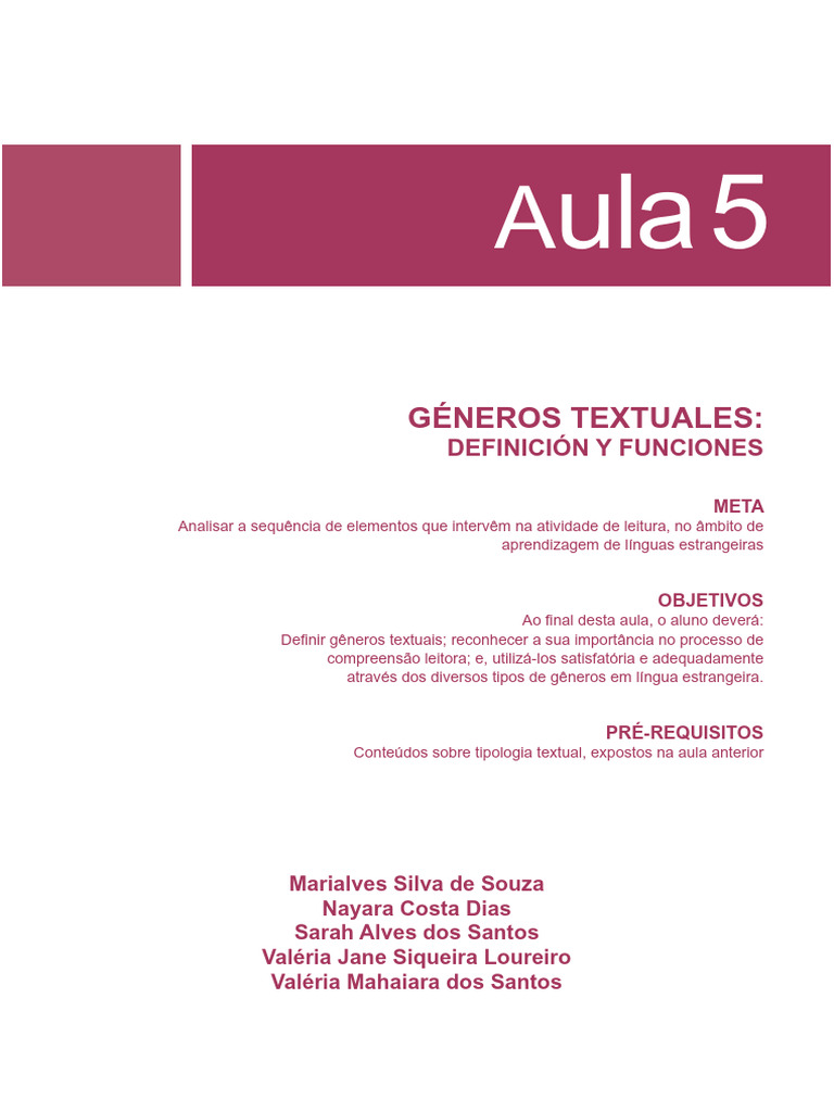 Aula 5 - Géneros Textuales Definición y Funciones | PDF