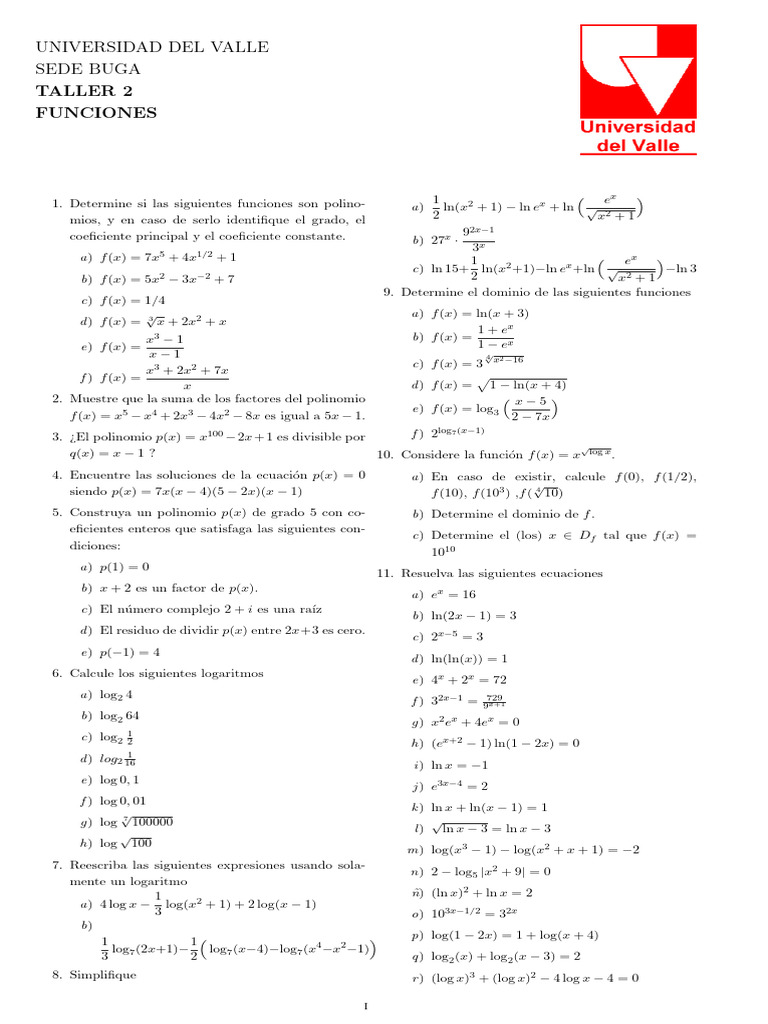 Funciones 2 | PDF | Álgebra | Matemática Elemental