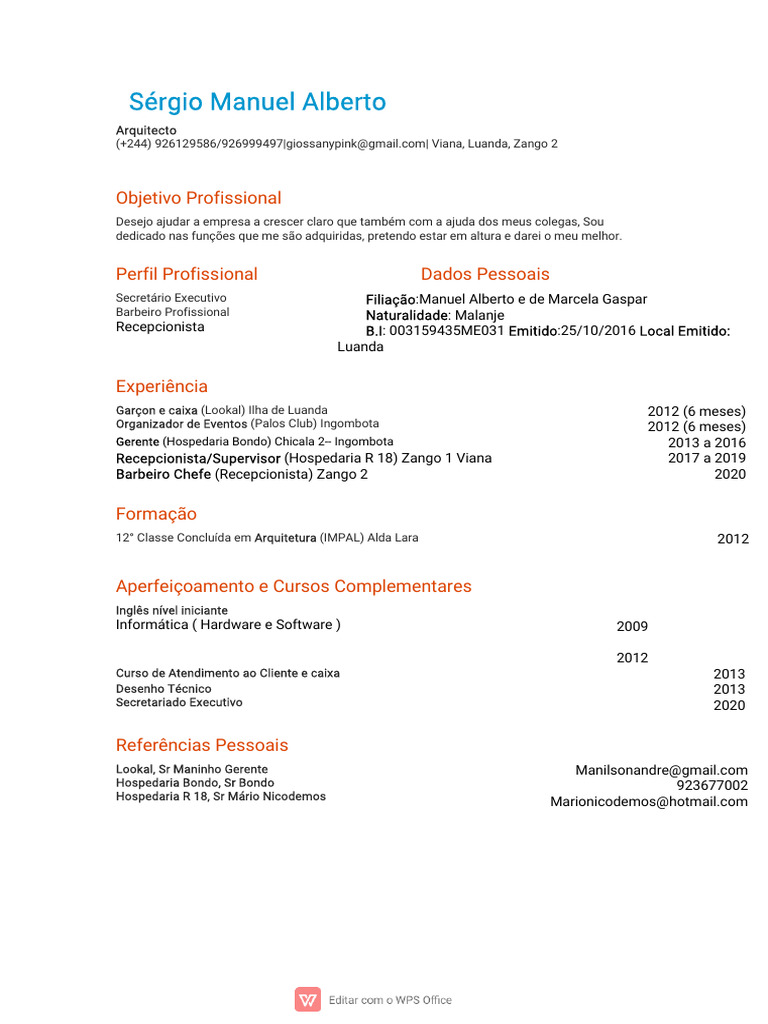 CV Sérgio Manuel | PDF