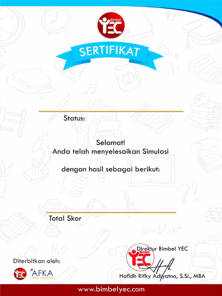 Dwi Kurniawati PRE TEST Template Sertifikat Bimbel YEC | PDF