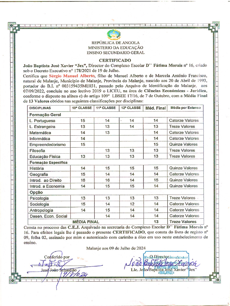Certificado Sérgio | PDF