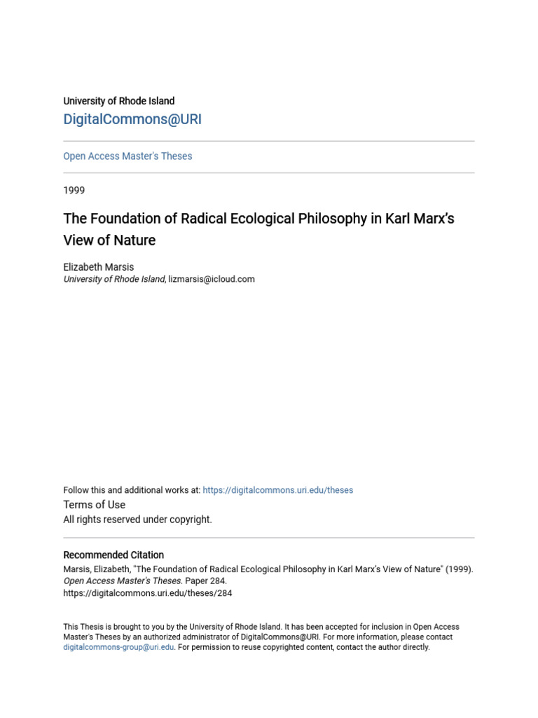 The Foundation of Radical Ecological Philosophy in Karl Marx_s Vi | PDF