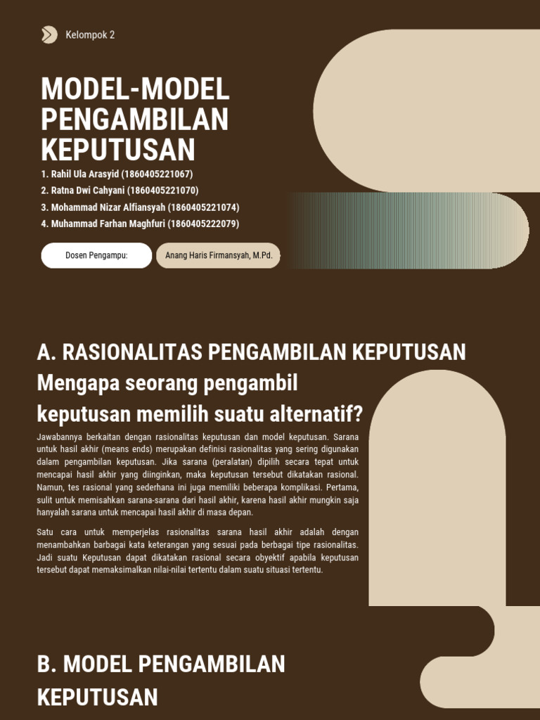 Kel.2 - Model-Model Pengambilan Keputusan | PDF