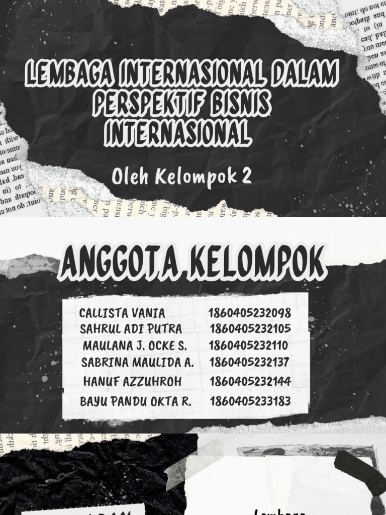 Kel 2 Lembaga Internasional Dalam Perspektif Bisnis Internasional | PDF