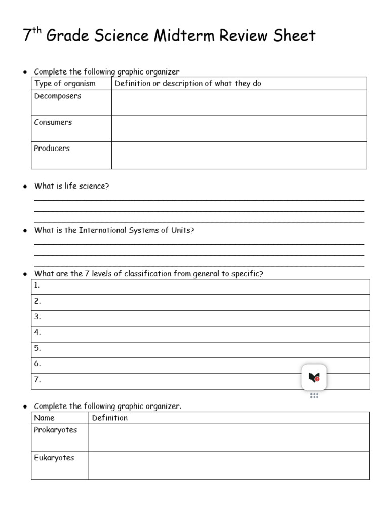 7th - Grade - Midterm - Science PG 2 | PDF