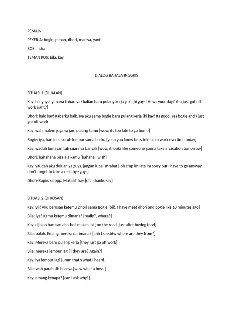 DIALOG BAHASA INGGRIS | PDF