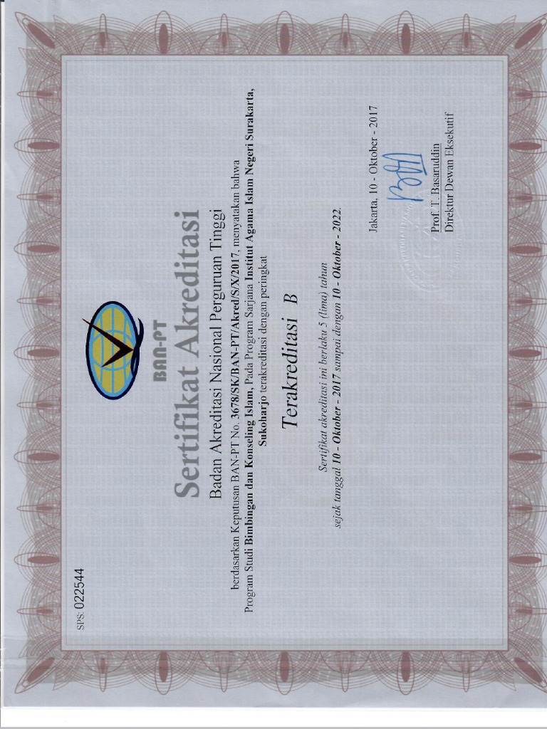 Sertifikat Akreditasi BKI 2017-2022 | PDF