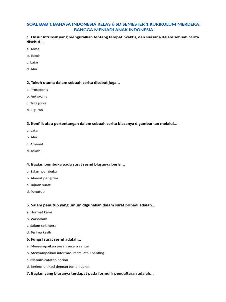 sumatif bab 1 BI | PDF