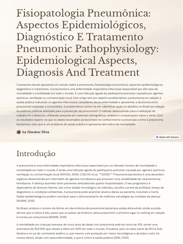Fisiopatologia Pneumonica Aspectos Epidemiologicos Diagnostico E ...