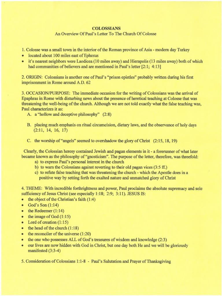 Colossians Overview | PDF